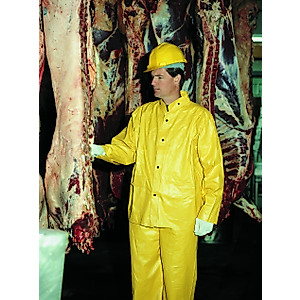 MCR Safety 6003L Commodore PVC/Non-Woven Polyester/Nylon 3-Piece Rain Suit with Detachable Hood and Reinforced Crotch, Yellow, Large