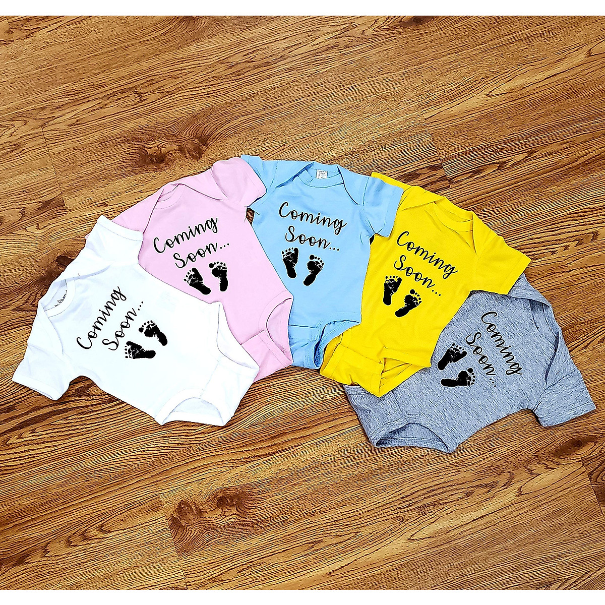 Coming Soon. Baby Feet Announcement Baby Bodysuit One Piece Romper (Newborn, White)