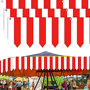SmoothNovelty Carnival Tent Circus Theme Party Decorations White and Red Striped Circus Awning Decor 3D Awning Circus Tent Canopy for Mardi Gras Carnival Theme Party Decor, 9.84 x 78.74 Inch (3 Pcs)