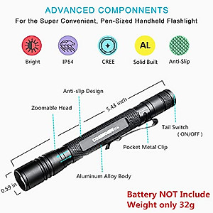 COSMOING UV Flashlight, LED 395nm Ultraviolet Flashlight, Zoomable Pen Blacklight Flashlight IP54 Waterproof Detector for Pet Urine, Cat Dog Stains, Bed Bug, Household Wardrobe Toilet