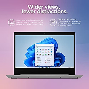 Lenovo 2023 Newest Ideapad 1i Laptop, 14 inch HD Display, Intel Quad-Core Processor, 4GB RAM, 256GB Storage, Wi-Fi 6, Bluetooth, Cloud Grey, Windows 11 Home in S Mode, Bundle with JAWFOAL
