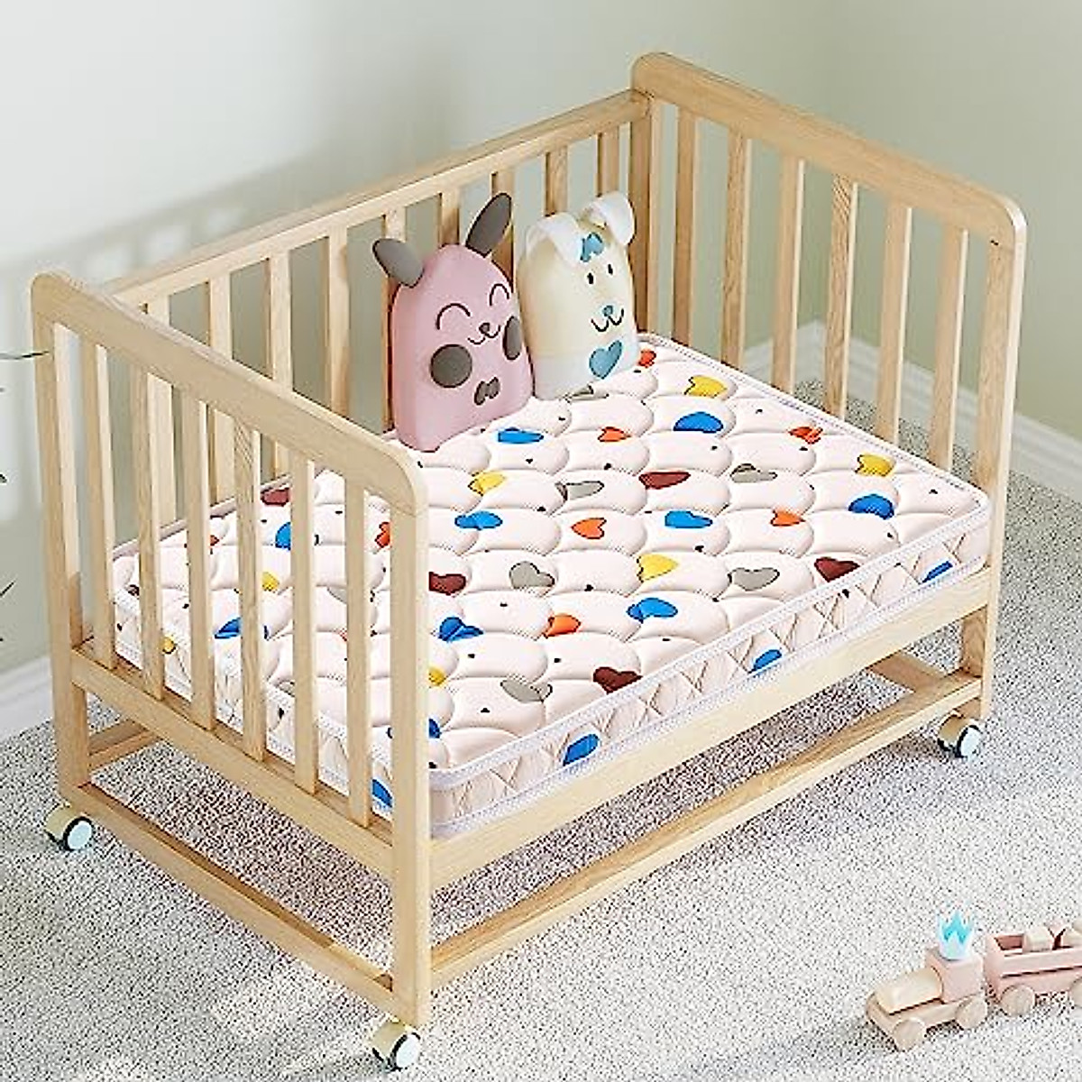 Mini Crib Mattress 38" x 24" x 4"- Firm Support and Comfort Premium Foam,Noiseless and Odorless,Hypoallergenic Mini Crib Mattress,Fits Mini and Portable Cribs,Dual Sided with Soft Breathable Fabric