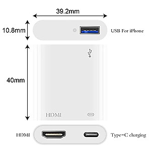 HIEbee Compatible with iPhone iPad to HDMI Adapter,1080P Digital AV Connector Adapter for iPhone12/11/11pro max/XR/XS/X/8/7 iPad Pro Air Mini iPod to TV/Projector/Monitor