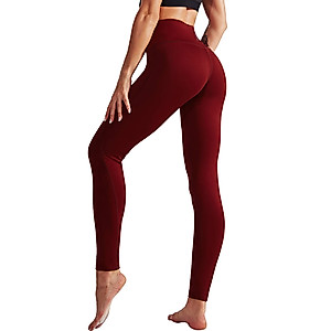 NELEUS 2 Pack Tummy Control High Waist Running Workout Leggings,9017,Red,Rose Red,US L,EU XL