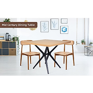 Square Dining Table TOP Wood Kitchen Coffee Table Counter Modern Cross Metal Led for Cafe Restaurant Wine Bar Home Office Conference Nordic Oak Grid 4-6 (Square 36")