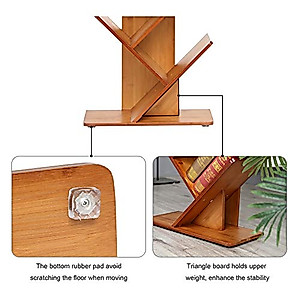 C&AHOME 9-Shelf Tree Bookshelf, Bamboo Bookcase, Book Rack, Storage Shelf Rack in Living Room, Free-Standing Books Holder Organizer, Space Saver for Home, Office Oak Red