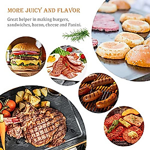 ONEDONE Burger Press Stainless Steel Smash Burger Press 5.5 inch Burger Smasher for Griddle w/Seasoning Shaker & 100 Patty Paper, Burger Iron Grill Press