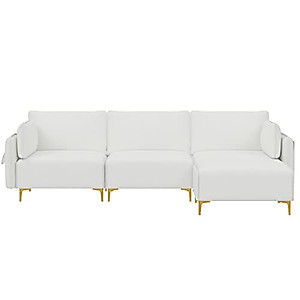 sgzyl L Shape Sectional Sofa with USB Beige Fabric