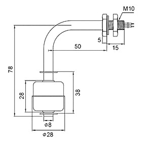 M10 Water Level Sensor, 75mm Stainless Steel Side Mount Horizontal Liquid Float Switch, AC/DC 220V 1A 145 PSI Right Angle Sensor Switch for Water Tower Aquariums Fish Tank Hydroponics Pool