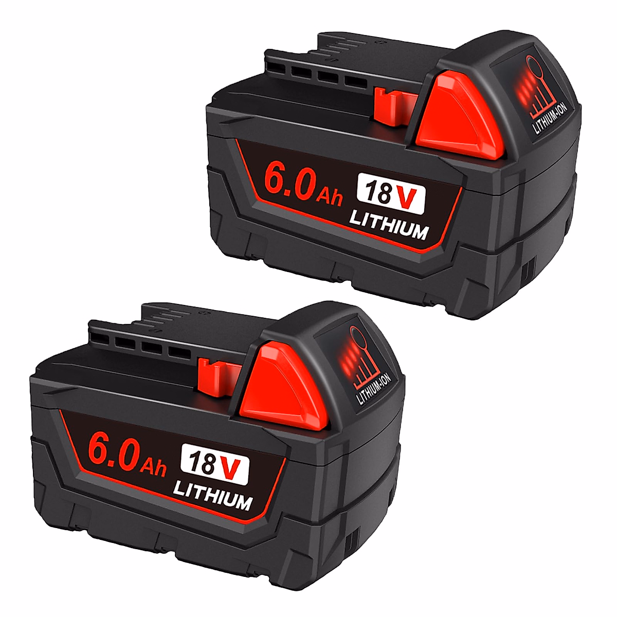 PZSZOK 2 Pack 6.0Ah 18V Lithium Battery Replacement for Milwaukee M-18 Battery Compatible with Milwaukee 18V Battery Tools and Charger 48-11-1850 48-11-1852 48-11-1840 48-11-1815