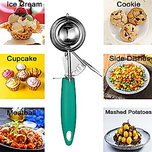 JUNADAEL J Portion Scoop, 2.75 OZ Disher Scoop, 16 Cookie Scoop, 5.5 Tbsp Cookie Dough Scoop, Green Handle, for Portion Control, Cookie Dough, Cupcake Batter, Ice Cream
