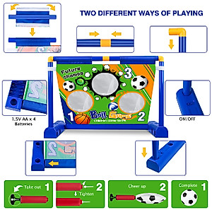 Electric Moving Football Goal Net Set, Football Target Toss with Footballs and Pump,Interactive Training Game Toys for Indoor Outdoor Sports Ball Game, Gift for Boy Girl 3 4 5 6 7 Year