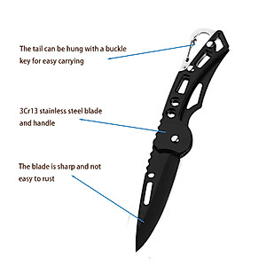 Pocket Folding Knife Tactical Knife Small Stainless Steel Blade 2.5 Inches Long Black Gift for Men and Women (6pack)