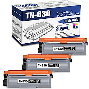 TN630 Compatible TN-630 Black Toner Cartridge Replacement for Brother TN-630 HL-L2300D HL-L2305W MFC-L2680W MFC-L2685DW DCP-L2520DW DCP-L2540DW Toner.(3 Pack)