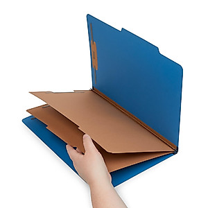 Blue Summit Classification Folders, Legal Size, 2 Dividers, Dark Blue – 10 Pack
