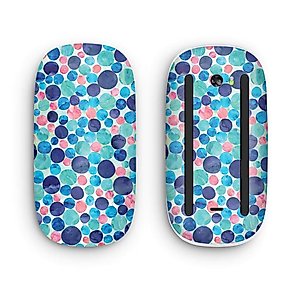 Design Skinz Mixed Aqua Blue and Pink Watercolor Dots Vinyl Decal Compatible with The Apple Magic Mouse 2 (Wireless, Rechargable) with Multi-Touch Surface