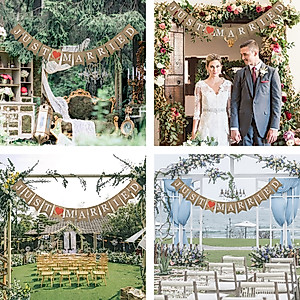 Just Married Burlap Banner, Just Married Car Decorations, Pre-Strung