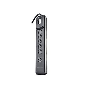 Woods 41494 Surge Protector With Safety Overload Feature 6 Outlets And 4 Ft Cord For 1440J Of Protection, 4 Foot, Black