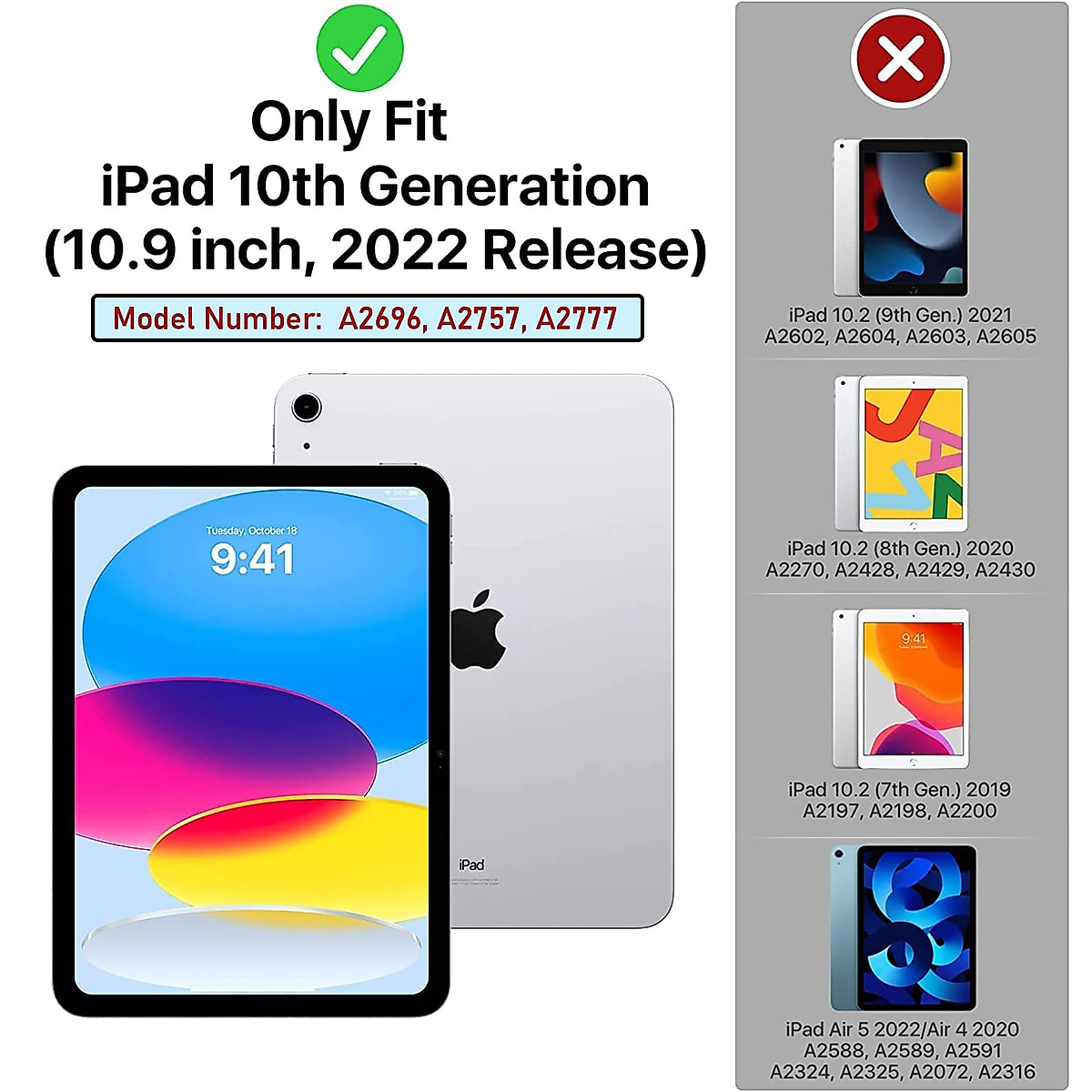 LTROP iPad 10th Generation Case(10.9-inch, 2022), iPad 10th Gen Case with Screen Protector, Hand/Shoulder Strap, Swivel Kickstand, Sturdy Cover Case for iPad 10.9 10 Generation for Kids Boys, Red