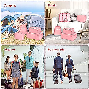 DIMJ Packing Cubes for Travel, 8Pcs Travel Cubes Set Pink Foldable Suitcase Organizer Lightweight Luggage Storage Bag