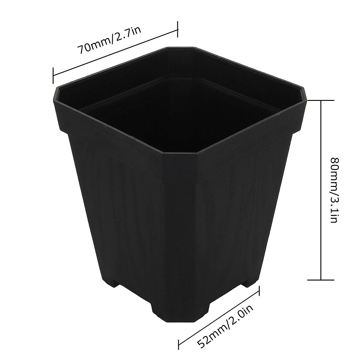 Ziqi 60pcs Plastic Square Nursery Pot (Black) Thick Plastic Square Flower Planting Pots with Drainage Hole for Seed Germination, Seed Starting Pots, Modern Decorative Flower Pot