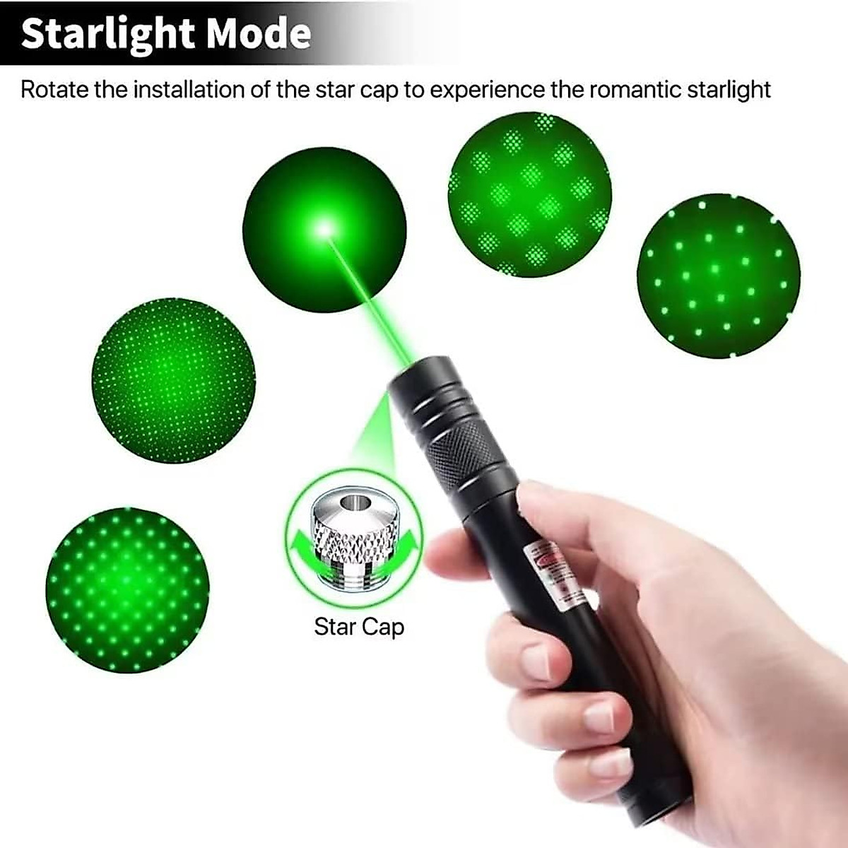 Cowjag Long Range Green Laser Pointer,Laser Pointer High Power Pen, Green Pointer Rechargeable for Hiking, Cat Laser Toy USB Charge(Green Light)