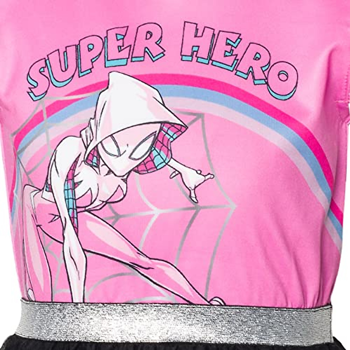 Marvel Spider-Man Spider-Gwen Ghost Spider Big Girls Mesh Cosplay Tulle Dress Pink 10-12