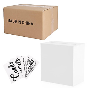 Lemicin White Acrylic Wedding Card Box, Large DIY Card Box Blank No Print for Wedding Reception, Graduation Party, Bridal Shower, Keepsake Party Favor, Cosmetic Home Decor (10 x10 x 5.5 Inch)