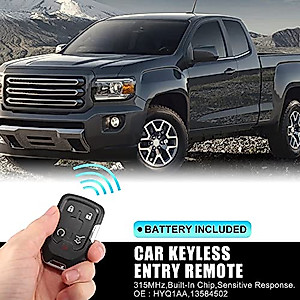 X AUTOHAUX HYQ1AA 315MHzReplacement Keyless Entry Remote Start Smart Car Key Fob for GMC Terrain 2018 2019 2020 2021 2022 13584502 5 Key Button with Door Key