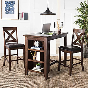 Safavieh Home Collection Everest 3 Piece Pub Set Mahogany and Black