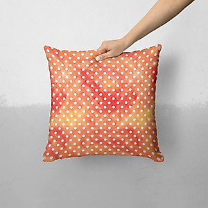 iiRov White Polka Dots Over Red-Orange Watercolor - Custom Decorative Home Decor Indoor or Outdoor Throw Pillow Cover for Sofa, Bed or Couch Cushion (Pillow CASE Cover ONLY)