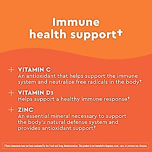 Nature Made Wellblends ImmuneMAX Gummies, Vitamin C, Zinc, and Vitamin D3, Immune Support Supplement, 42 Tangerine Flavor Gummies