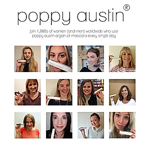 Poppy Austin Mascara 9g - Lash Mascara - Organic Mascara, Paraben-Free, Vegan Mascara, Cruelty-Free Mascara - Hypoallergenic Mascara Lengthening & Volumizing with Argan Oil, Natural Mascara (Black)