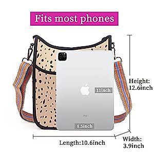 ORAD Neoprene Bag Crossbody Shoulder Bag Messenger Bag with Adjustable Strap (Leopard)