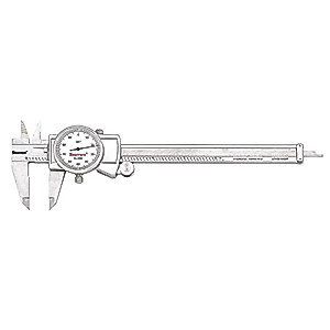 Starrett Dial Caliper with Adjustable Bezel and Fitted Case - White Face, 0-6" Range, -0.001" Accuracy, 001" Graduations - 3202-6