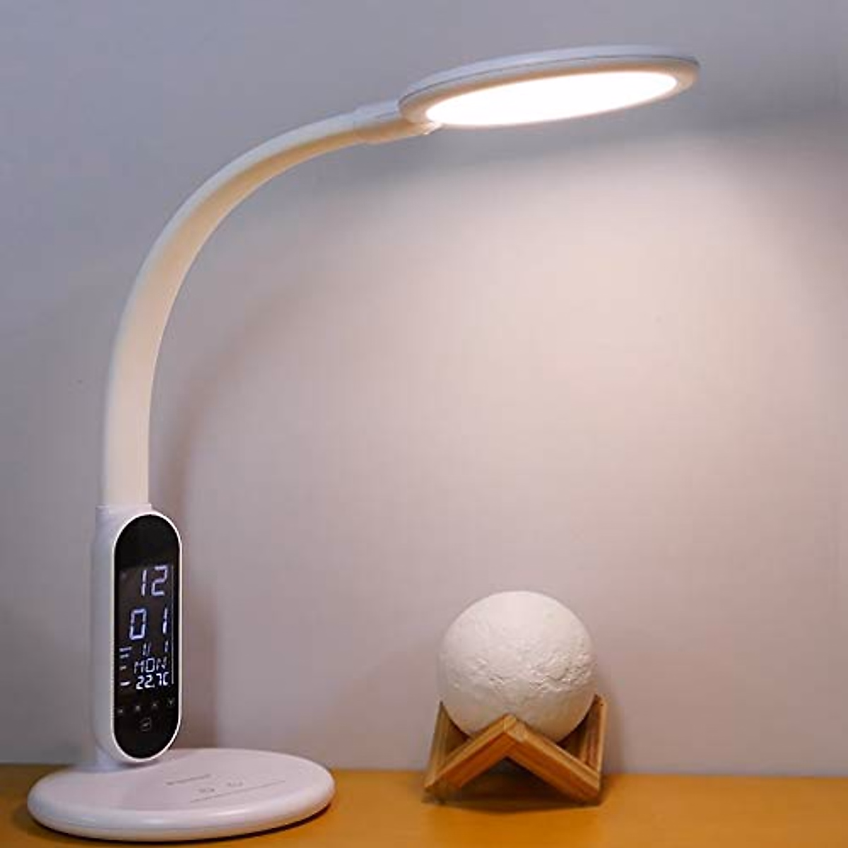Exquisite LED Lamp Led Light LED Desk Lamp Dimmable Eye Caring LCD Calendar Time Week Touch Control Reading Lamps Desk Lamp Kids Durable Table Lamp (Color : Green)