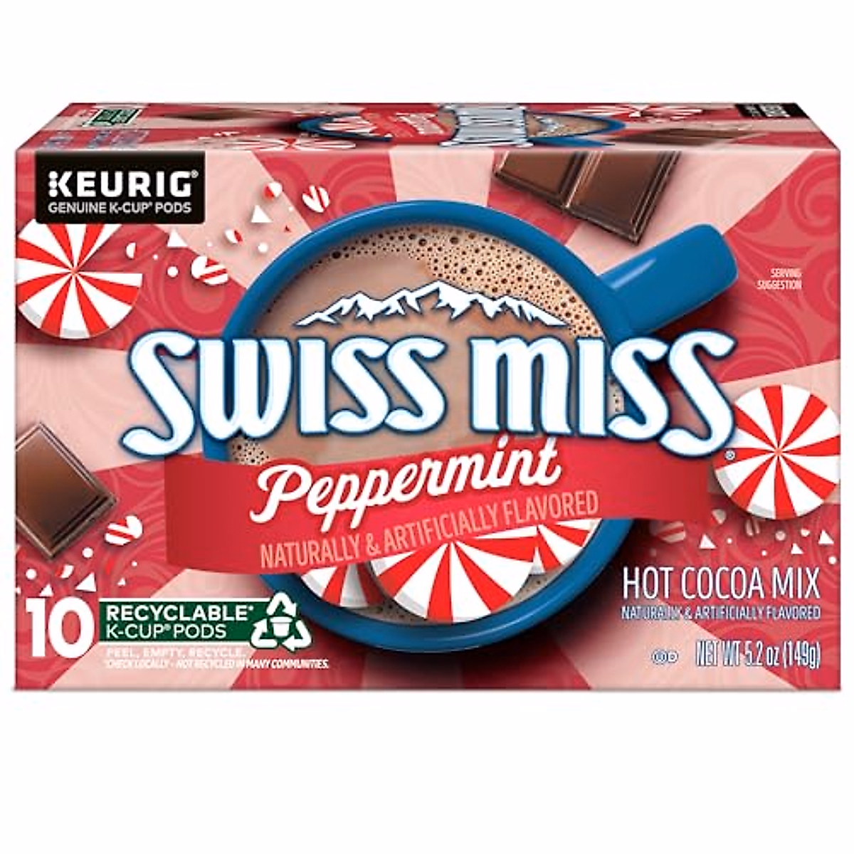 Swiss Miss Peppermint Hot Cocoa, Keurig Single-Serve K-Cup Pods, 10 Count