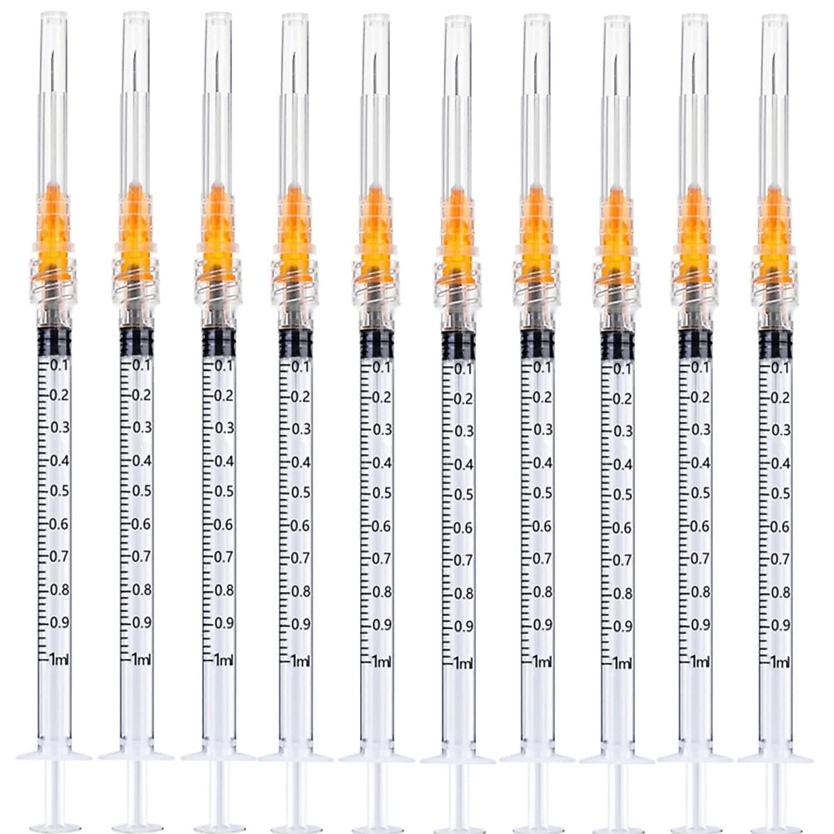 15Pack 1ml/cc Plastic Sterile Syringes with 25Ga and Cap, for Scientific Labs, Industrial Adhesives, Individually Package