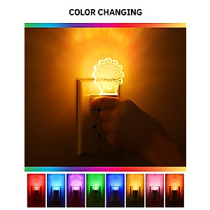 Plug in Night Light,Specmsky Ferris Wheel Night Light for Kids,3 lighting Modes RGB Night Lamp,Multi-Color Changing,LED Night Light with Dusk to Dawn Sensor for Nursery,Bedroom,Stairs,Kids' Room Decor