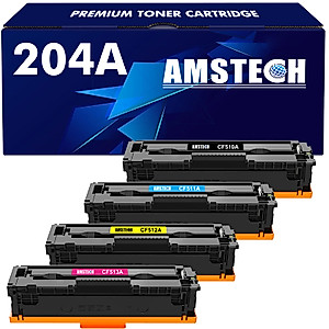 Amstech 204A Toner Cartridges 4 Pack Replacement for HP 204A 204 M180nw Toner Cartridges for HP Color Pro MFP M180nw M180 M180n M181fw M154a M154nw M154 M180 Printer (CF510A CF511A CF512A CF513A)