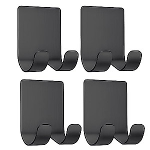 Fotosnow Black Razor Holder for Shower 6.6lb(Max) Shaver Holder Hanger Wall Adhesive Shower Hooks Stand Stainless Steel Utility Hook Bathroom Kitchen Organizer-4 Packs