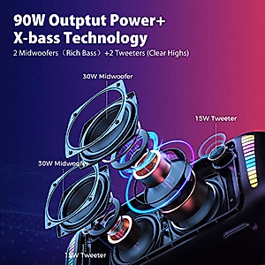 Tribit StormBox Blast Portable Speaker: 90W Loud Stereo Sound with XBass, IPX7 Waterproof Bluetooth Speaker with LED Light, PowerBank, Bluetooth 5.3&TWS, Custom EQ, 30H Playtime, Outdoor/Camping/Party