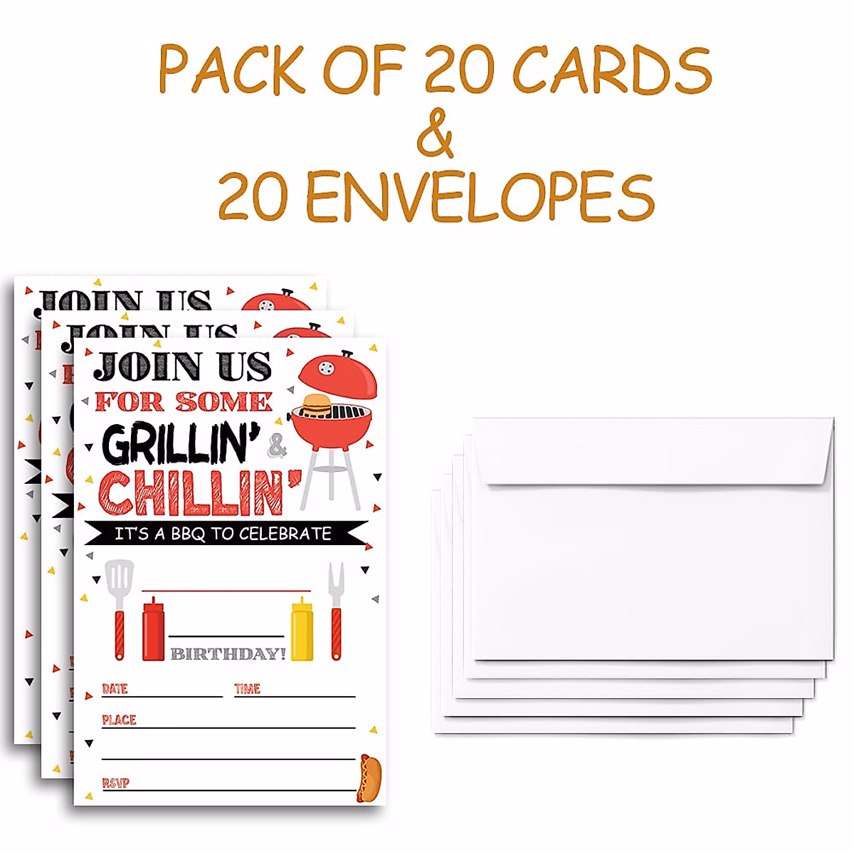 FujLoy BBQ Birthday Party Invitation, Barbecue Party Invitation, BBQ Invitation, BBQ Birthday Invitation.（059）