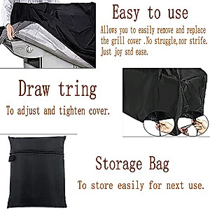 Grill Cover，Black Barbecue Grill Covers，75-Inch Waterproof UV Resistant Heavy Duty BBQ Gas Grill Cover，Fits Grills of Weber Nexgrill Brinkmann Char-Broil and More (L: 75" L x 28" D x 46" H)