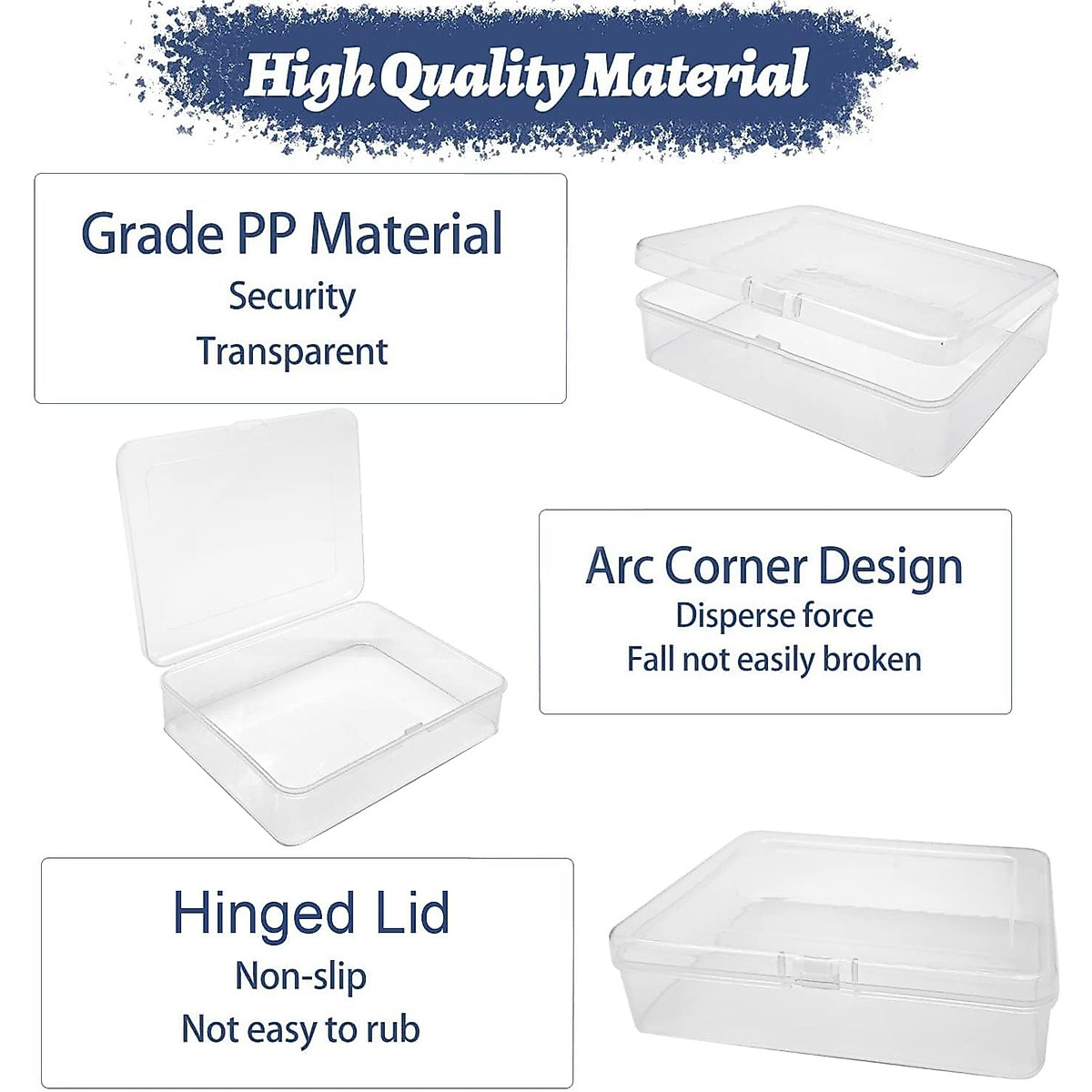 Goiio 3 Pcs 5.6x4.2x1.8 Inches Clear Rectangle Box for Collecting Small Items, Beads, Game Pieces, Business Cards, Crafts Accessories