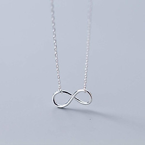 Tiny Heart Star Moon Cross Infinity Love Pendant Necklace for Women Girls 925 Sterling Silver 14K Gold Plated Simple Mini Cute Petite Choker Tassel Chain Multiple Jewelry Gift for Mom Daughter Wife (Infinity love)