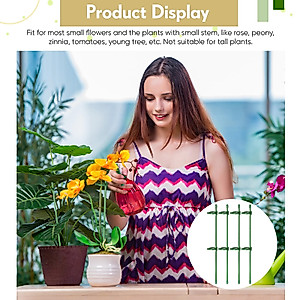 meekoo 60 Pcs Adjustable Garden Plant Support Stakes Single Stem Plant Cage Support Rings with Clips and Connect Pipe for Orchid Rose Tomato, 12 Inch (Green)