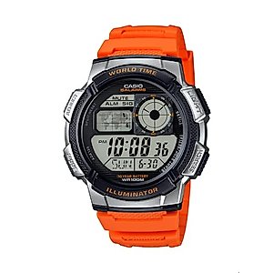Casio Men's '10-Year Battery' Quartz Resin Casual Watch, Color:Orange (Model: AE-1000W-4BVCF)