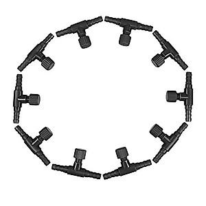30 Pieces 2 Way Fish Tank Air Pump Aquaculture T Shape Control Valve Plastic Aquarium Hose Connector for 4 mm Air Tube (Black)
