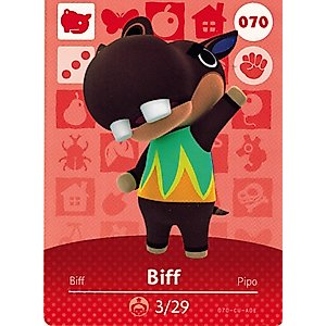 Nintendo Animal Crossing Happy Home Designer Amiibo Card Biff 070/100 USA Version